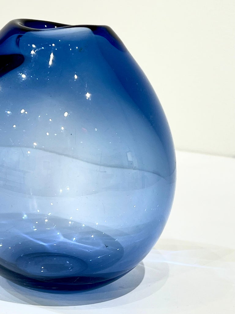 Handblown Blue Glass Vase by Per Lutken for Holmegaard For Sale at 1stDibs