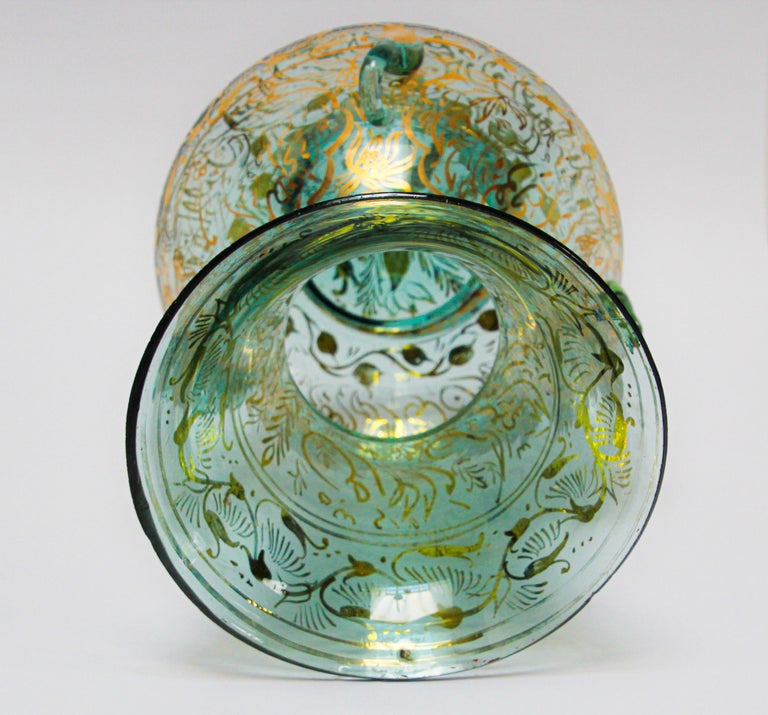 Handblown Mosque Glass Lamp in Mameluke Style Gilded with Arabic ...