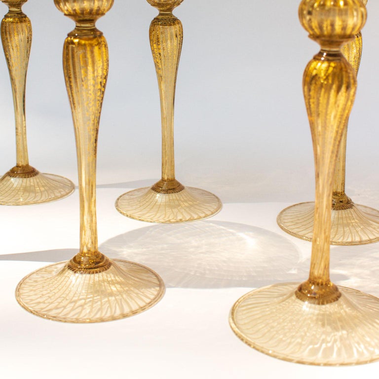 Handblown Murano Stemware Service in Lattice Pattern for Eight Persons ...