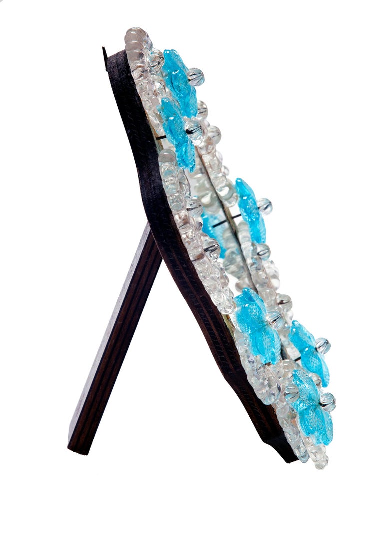 Handblown Venetian Artisan Glass Frame Mirror / Hardwood Easel For Sale ...