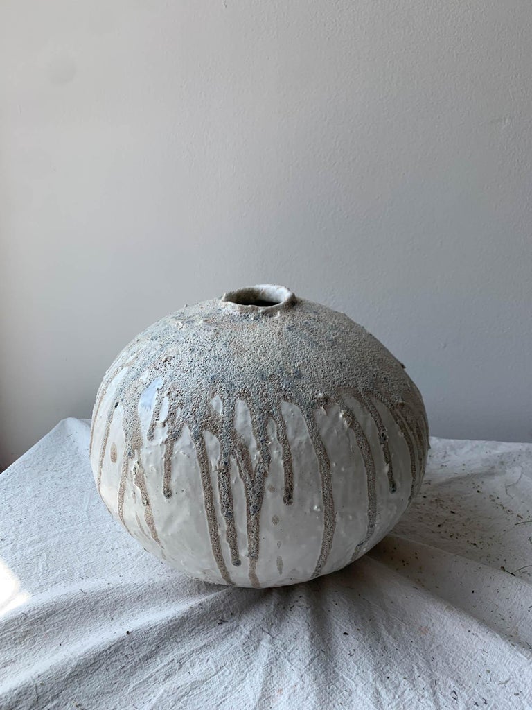 Handbuilt Organic Modern Large Ceramic Moon Vase with Lava Glaze For ...