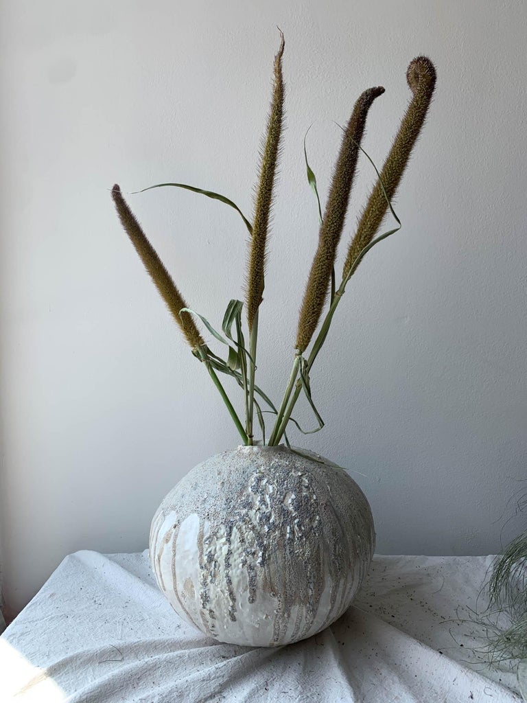 Handbuilt Organic Modern Large Ceramic Moon Vase with Lava Glaze For ...
