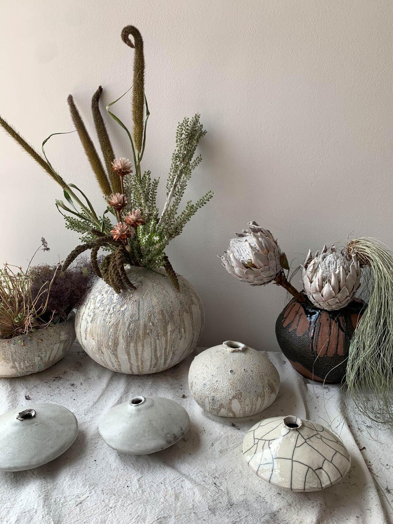 Handbuilt Organic Modern Large Ceramic Moon Vase with Lava Glaze For ...