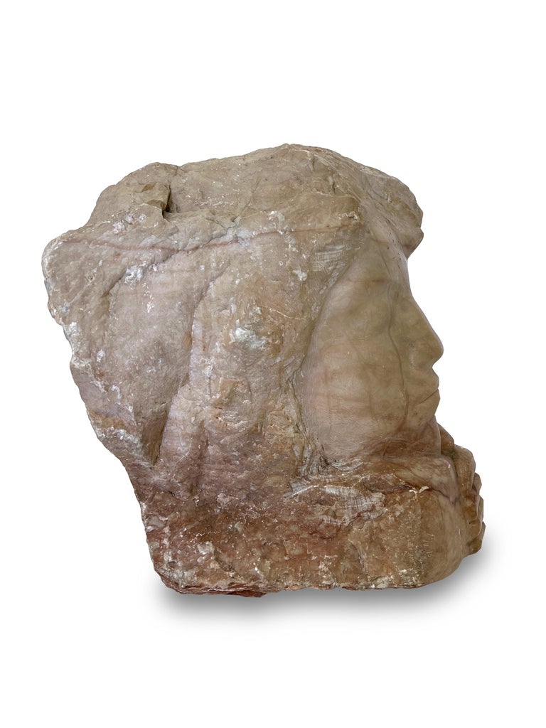 Hand Carved Marble Face Sculpture For Sale at 1stDibs