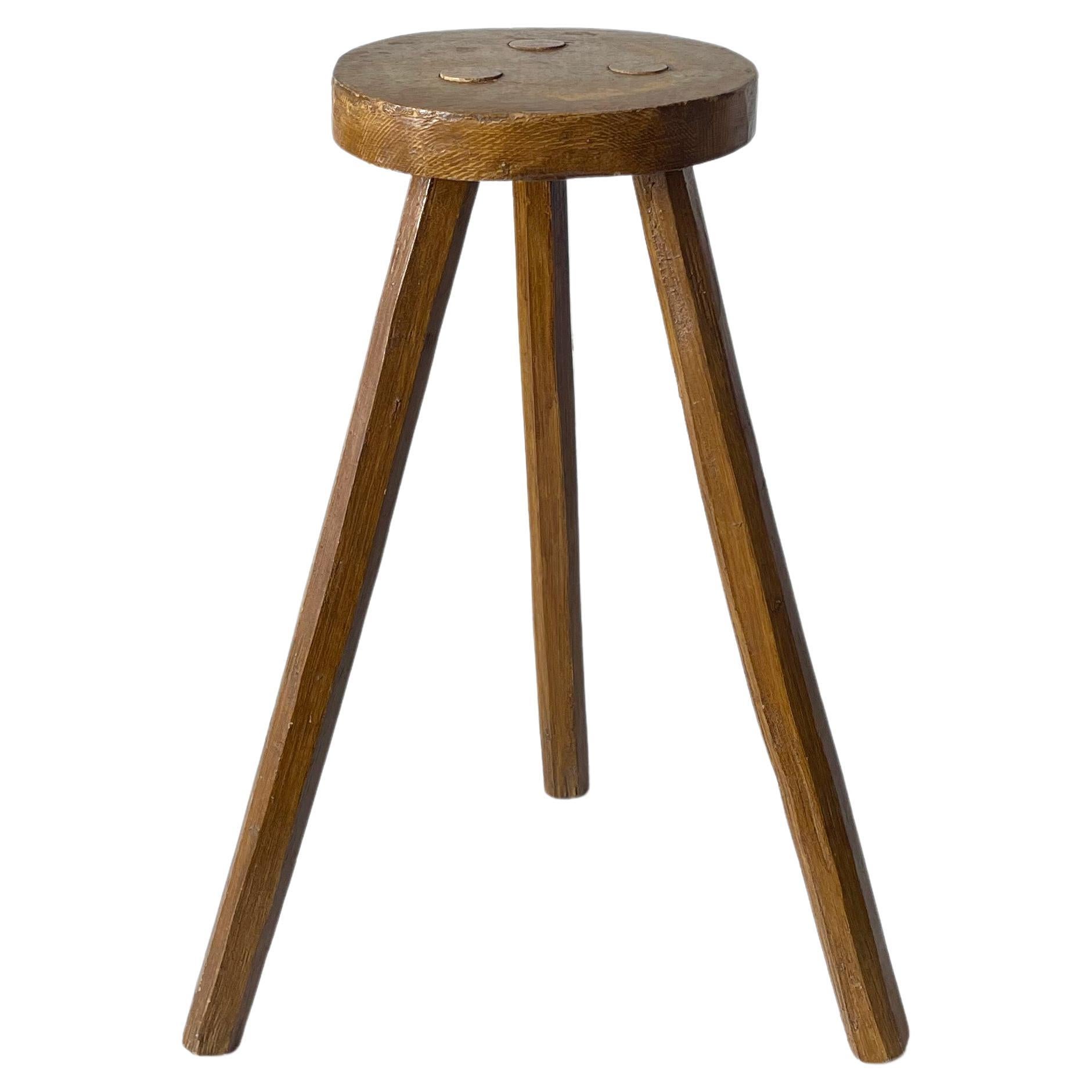 Swedish Designer, Stool, Stained Wood, Sheepskin, Sweden, 1940s For ...