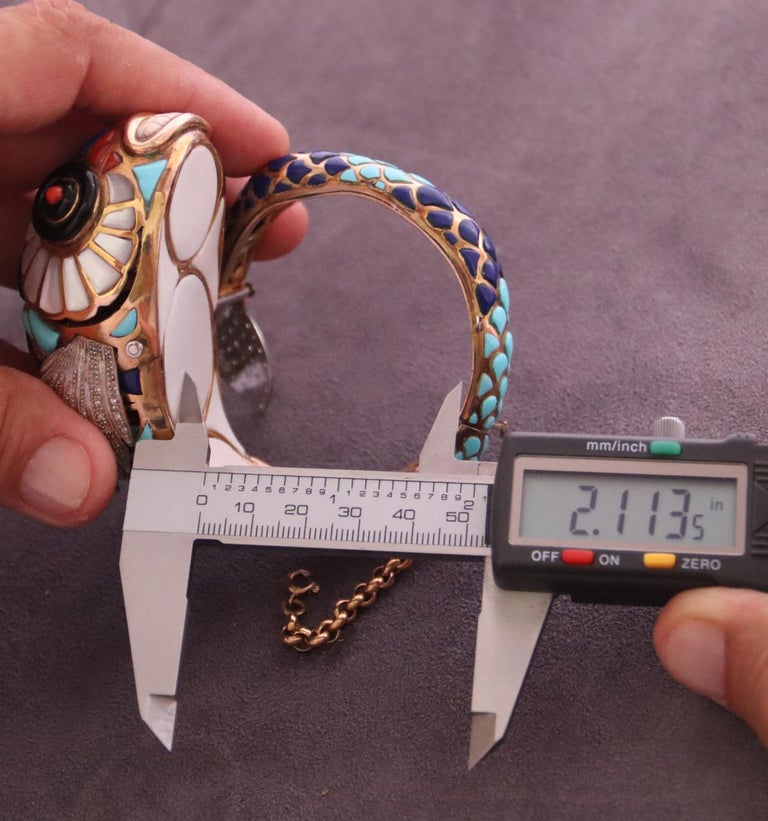 Handcraft 14 Karat Yellow and White Gold Fish Cuff Bracelet at 1stDibs