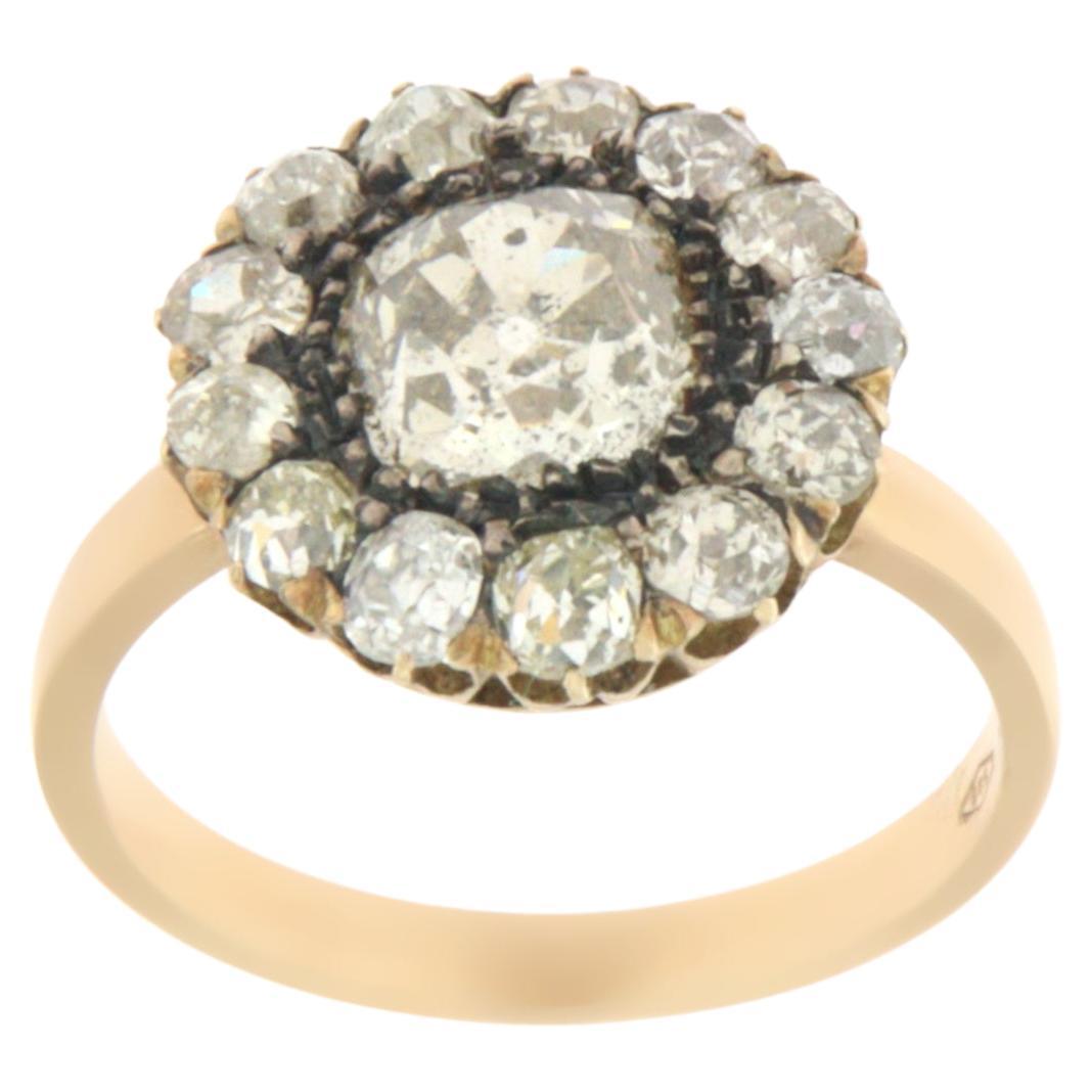 Handcraft Enamel 14 Karat Yellow Gold Cocktail Ring For Sale at 1stDibs