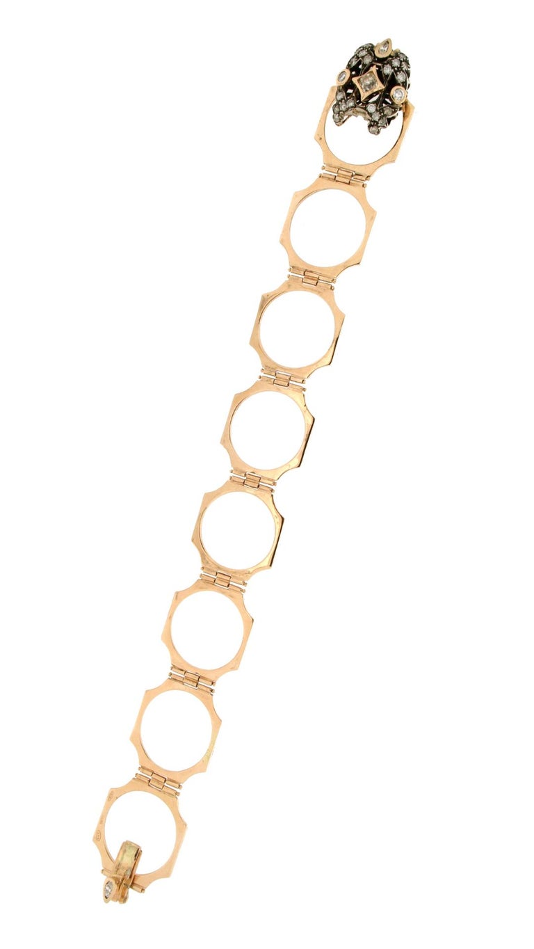 Handcraft 14 Karat Yellow Gold Diamonds Convertible Ring Bracelet For ...