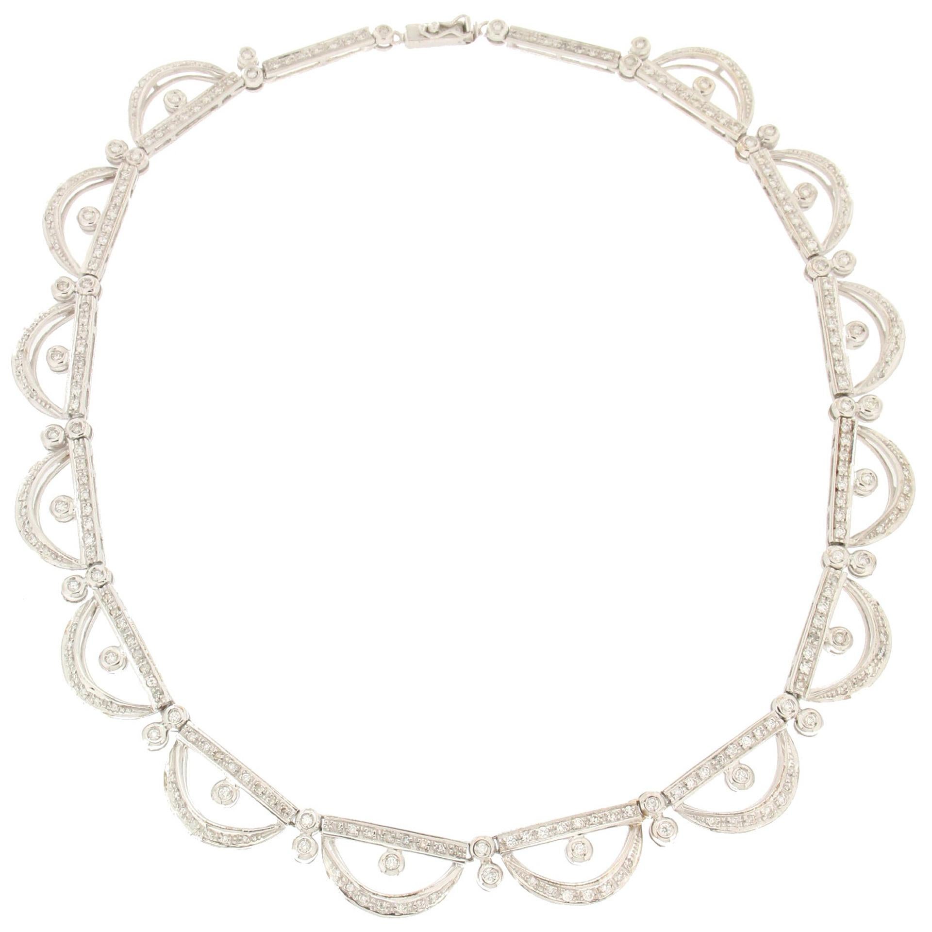Handcraft 18 Karat White Gold Diamonds Choker Necklace For Sale at 1stDibs