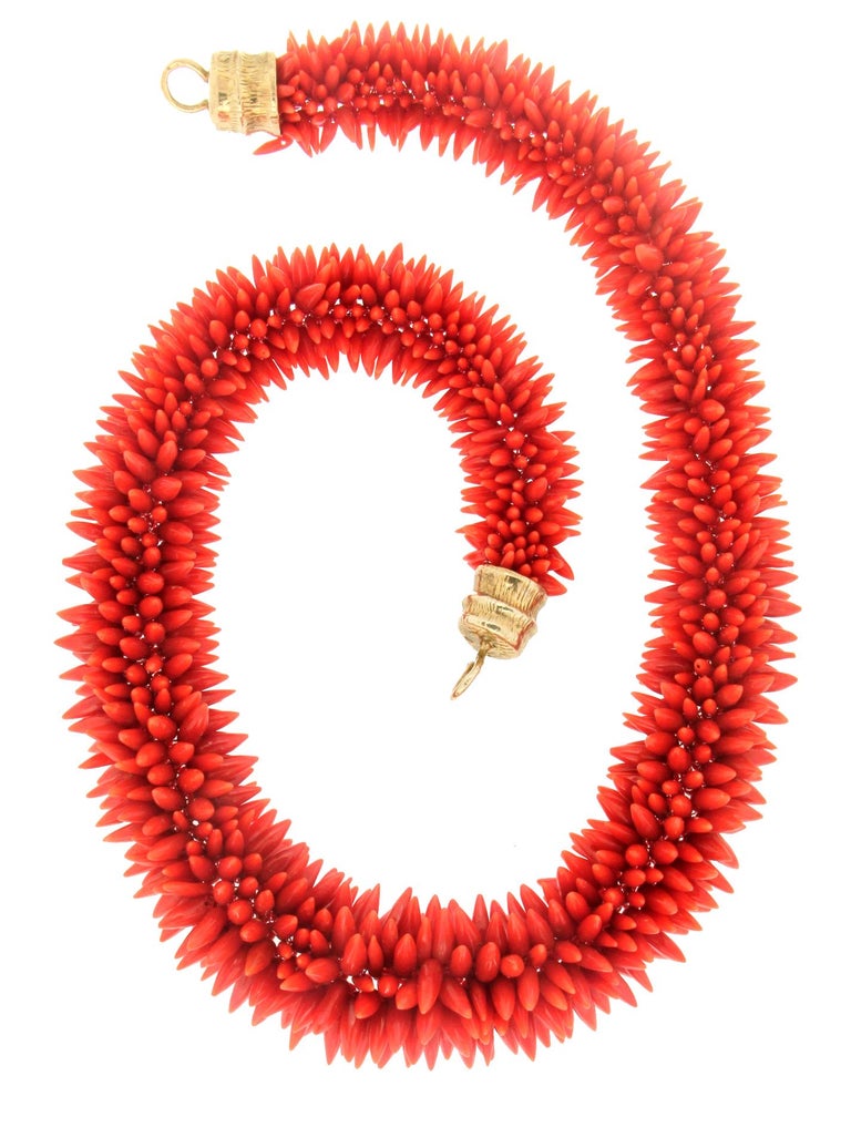 Handcraft 925 Thousandths Silver Mediterranean Coral Choker Necklace ...