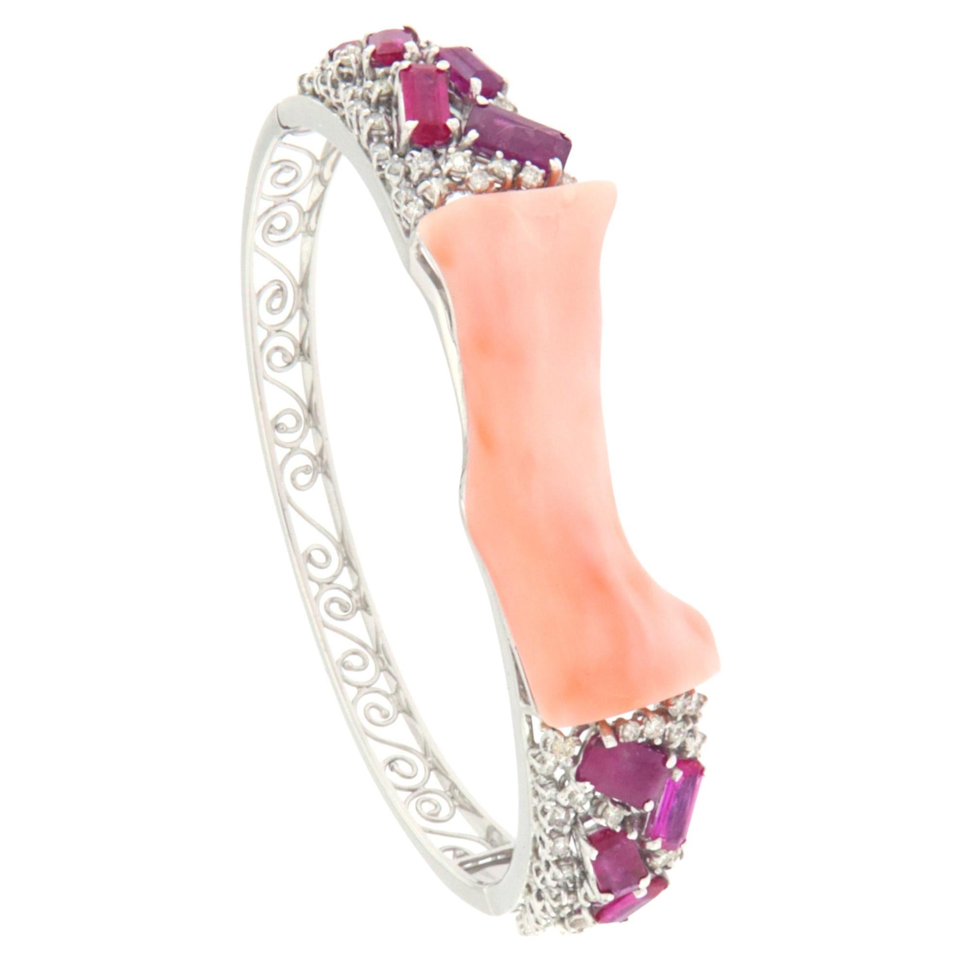 Amoro Ruby Diamond White Gold Bangle Bracelet For Sale at 1stDibs