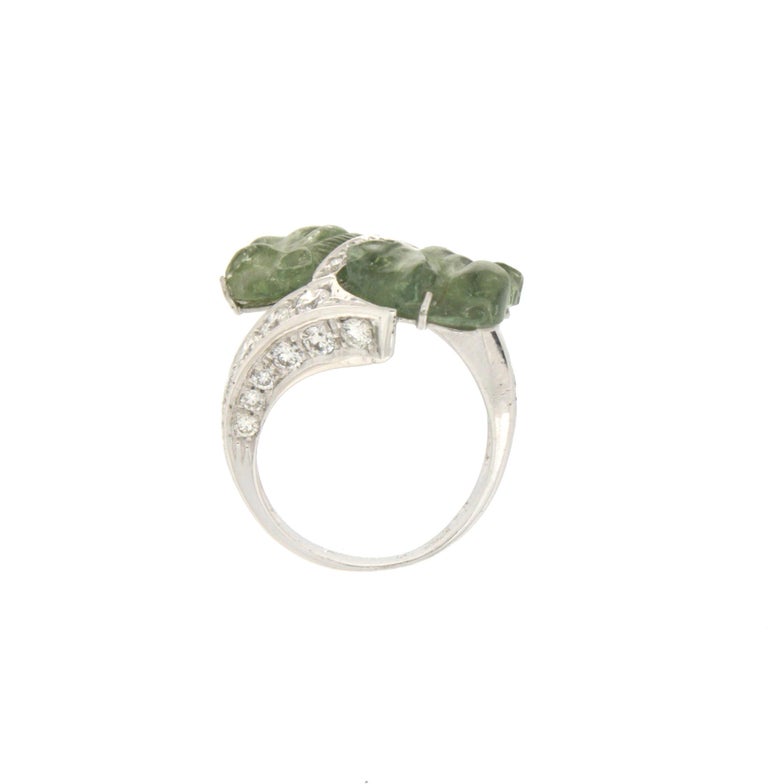 Handcraft Cougar Tourmaline 18 Karat White Gold Diamonds Cocktail Ring ...