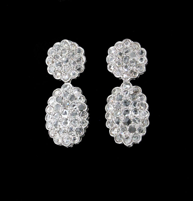 Handcraft Diamonds 14 Karat White Gold Drop Earrings For Sale at 1stDibs