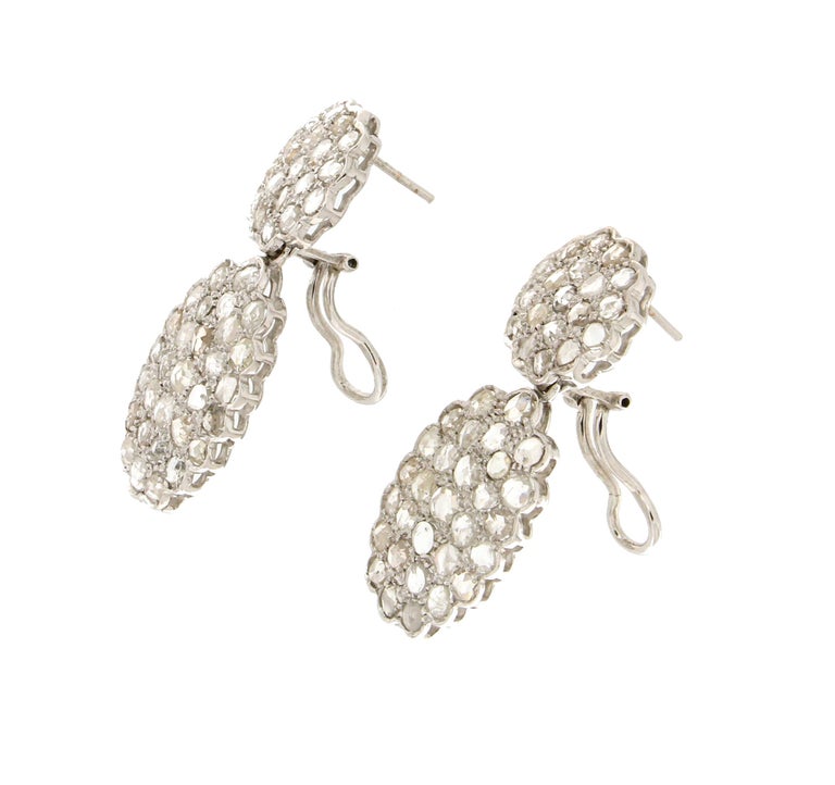 Handcraft Diamonds 14 Karat White Gold Drop Earrings For Sale at 1stDibs