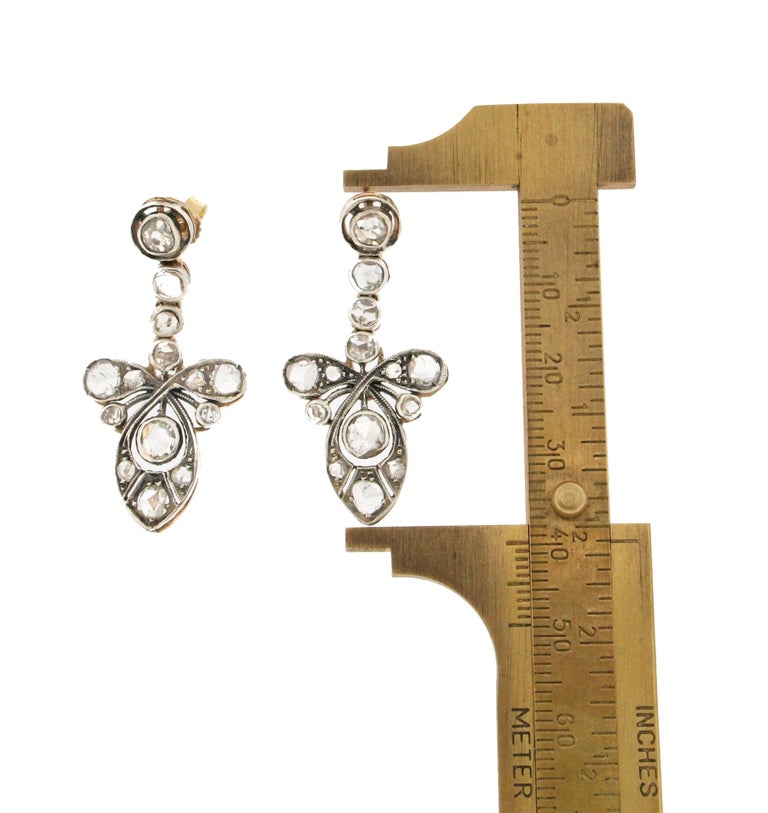 Handcraft Diamonds 14 Karat Yellow Gold Drop Earrings For Sale at 1stDibs
