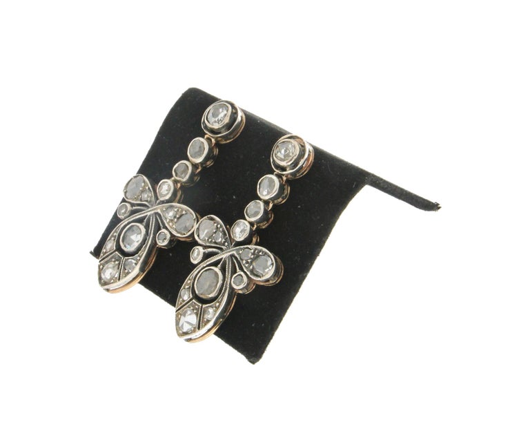 Handcraft Diamonds 14 Karat Yellow Gold Drop Earrings For Sale at 1stDibs