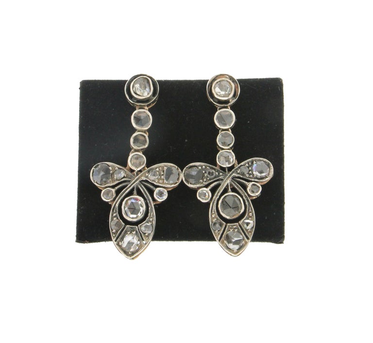 Handcraft Diamonds 14 Karat Yellow Gold Drop Earrings For Sale at 1stDibs