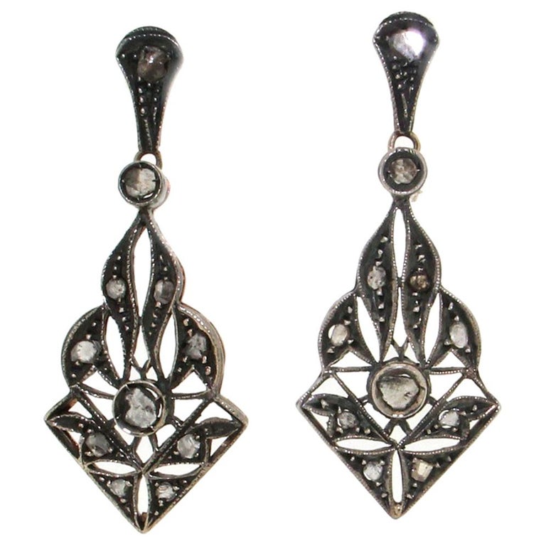 Handcraft Diamonds 14 Karat Yellow Gold Drop Earrings For Sale (Free ...
