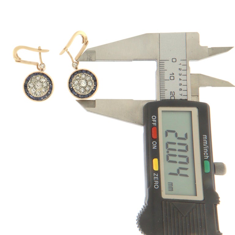 Handcraft Diamonds 14 Karat Yellow Gold Sapphires Drop Earrings For ...