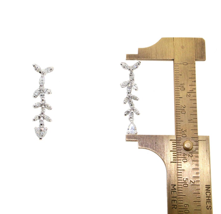 Handcraft Diamonds 18 Karat White Gold Drop Earrings For Sale at 1stDibs