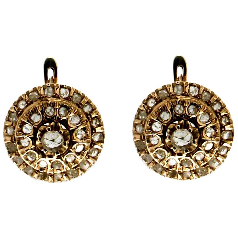 Handcraft Diamonds 9 Karat Yellow Gold Stud Earrings For Sale at 1stDibs