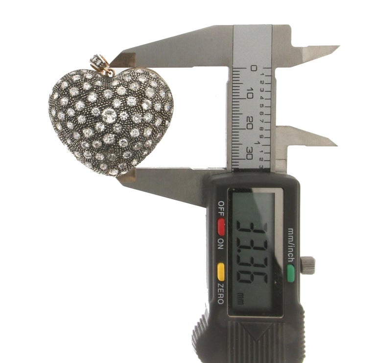 Handcraft Heart 14 Karat Yellow Gold Diamonds Pendant Necklace For Sale ...