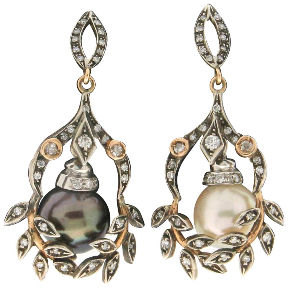 Handcraft Diamonds 14 Karat Yellow Gold Drop Earrings For Sale at 1stDibs