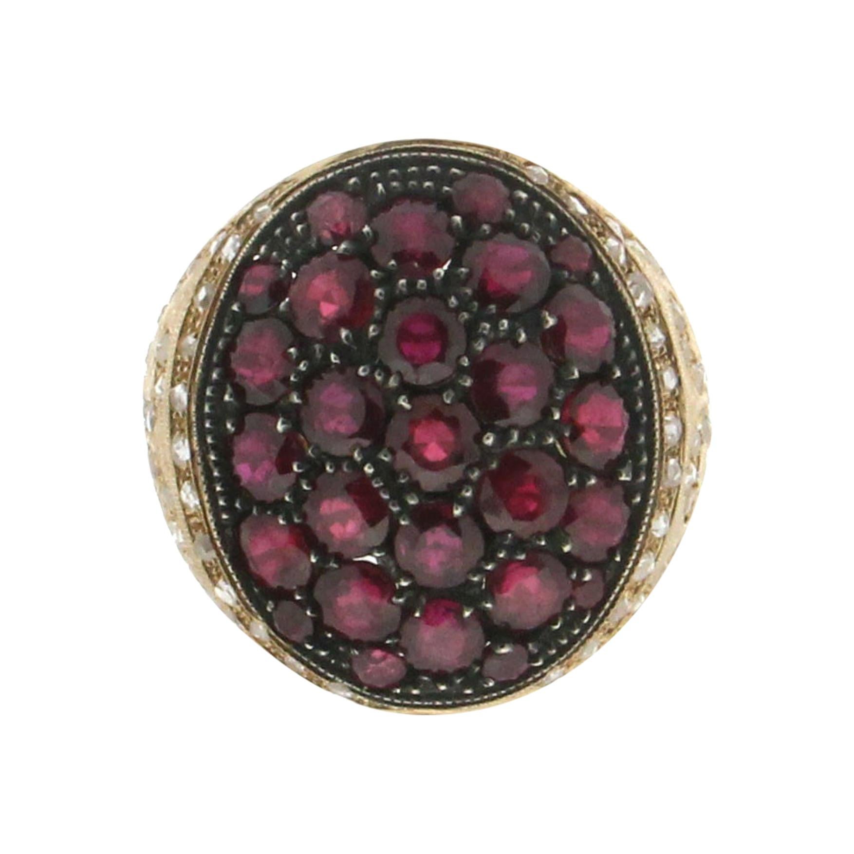 Handcraft Topaz 14 Karat Yellow Gold Flowers Stones and Diamonds ...
