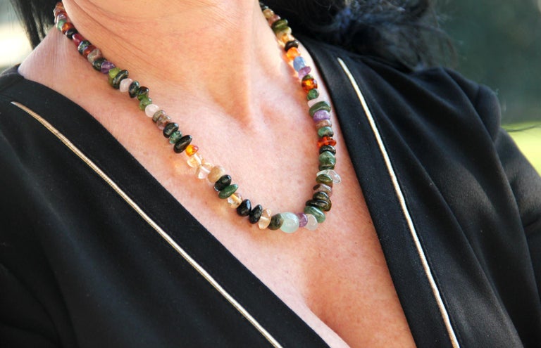 Handcraft Tourmaline 18 Karat Yellow Gold Clasp Rope Necklace For Sale ...