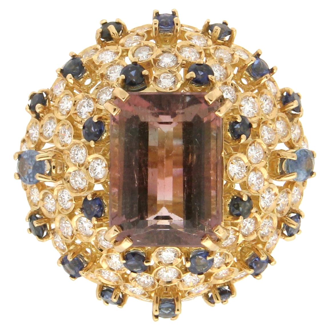 Beryl Pink Tourmaline Yellow Pink Sapphires Yellow 18 Karat Gold ...