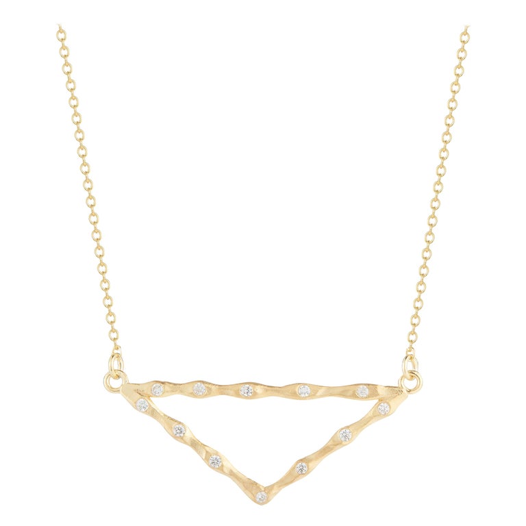 Handcrafted 14 Karat East-to-West Open Triangle Pendant For Sale at 1stDibs