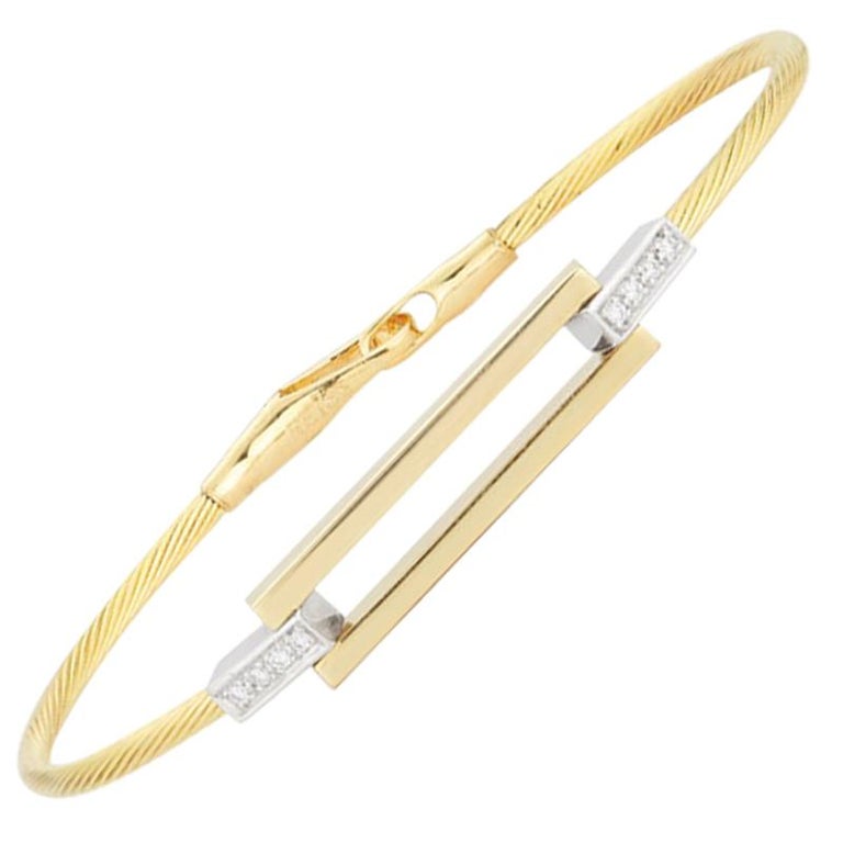 Handcrafted 14 Karat Yellow Gold Open Rectangle Wire Bracelet For Sale ...