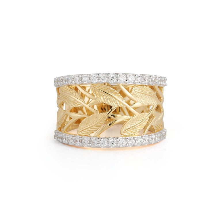 Customizable Handcrafted 14 Karat Yellow Gold Vine Leaf Filigree Ring ...