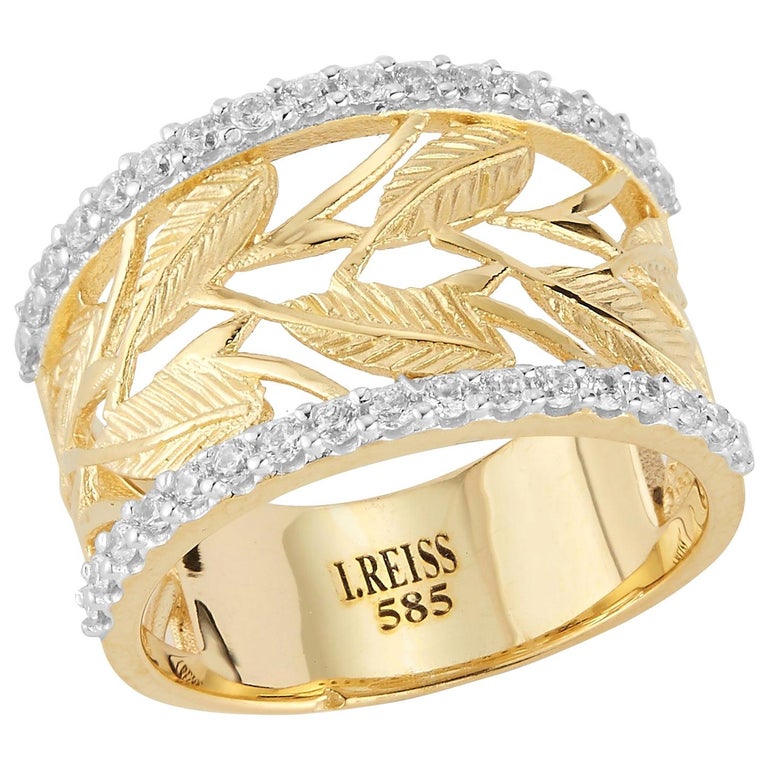 Customizable Handcrafted 14 Karat Yellow Gold Vine Leaf Filigree Ring ...