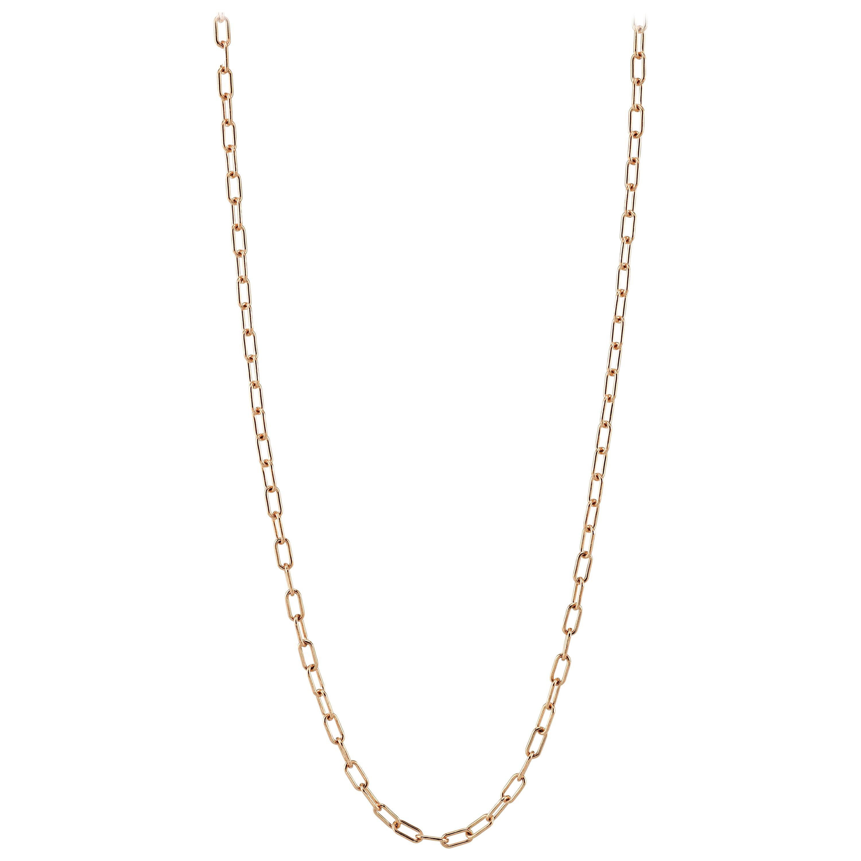 Handcrafted 18 Karat Gold Long Link Chain at 1stDibs