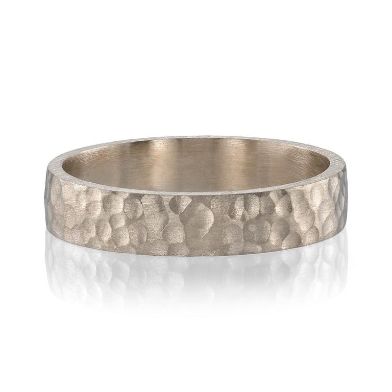 Handcrafted Charles Hammered Band in 18K Gold by Single Stone For Sale ...