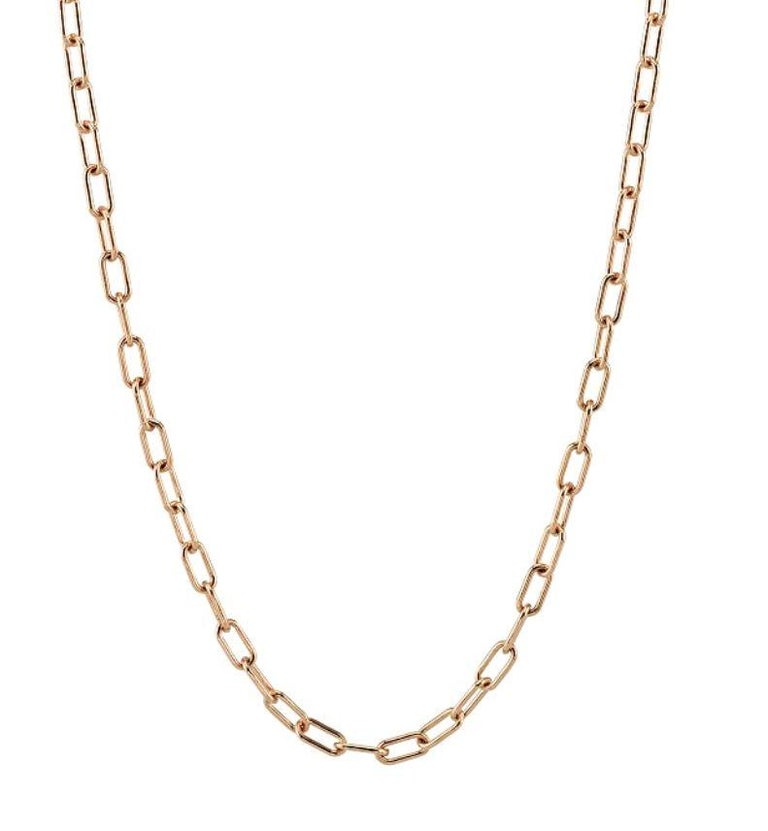 Handcrafted 18 Karat Gold Long Link Chain at 1stDibs