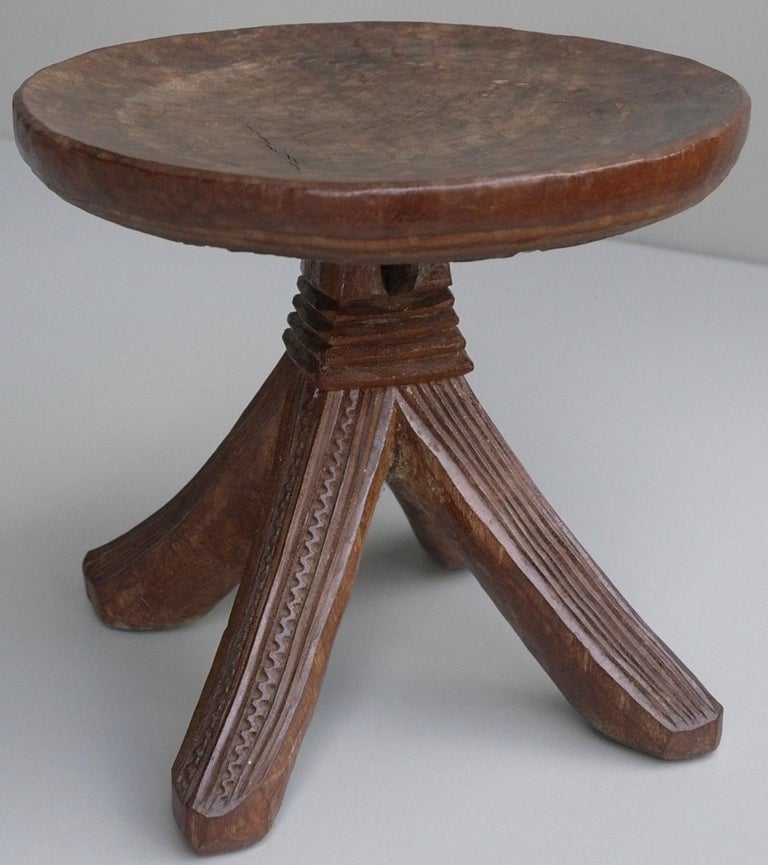 Handcrafted African Tribal Art Craftsmanship Stool, Mid-Century Modern ...