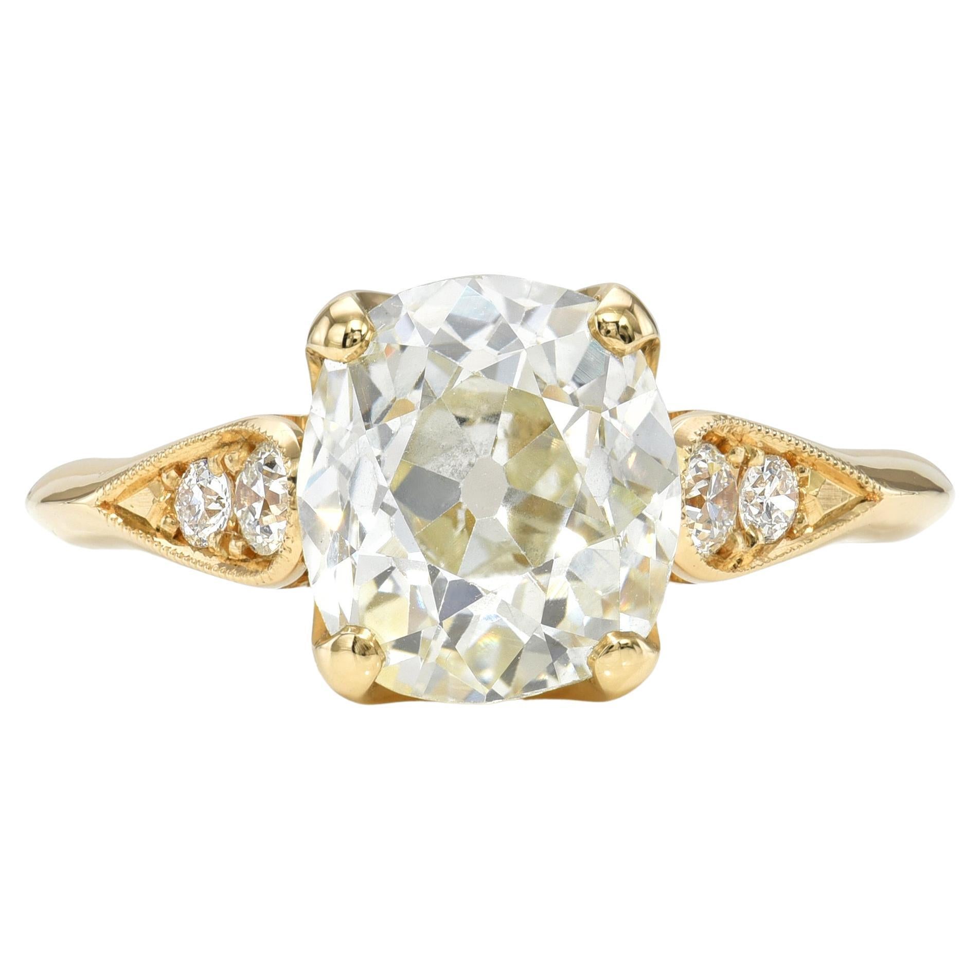 Handcrafted Amanda Antique Cushion Cut Diamond Ring by Single Stone For ...