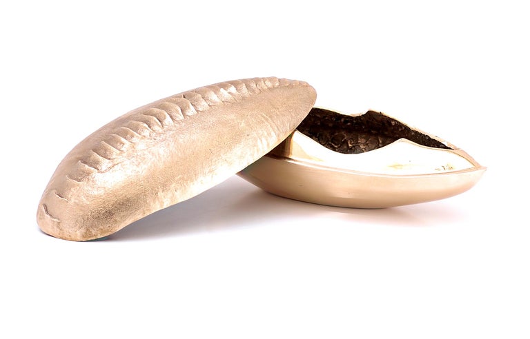 Handcrafted and Polished Cast Bronze Pearl Box Ashtray For Sale at 1stDibs