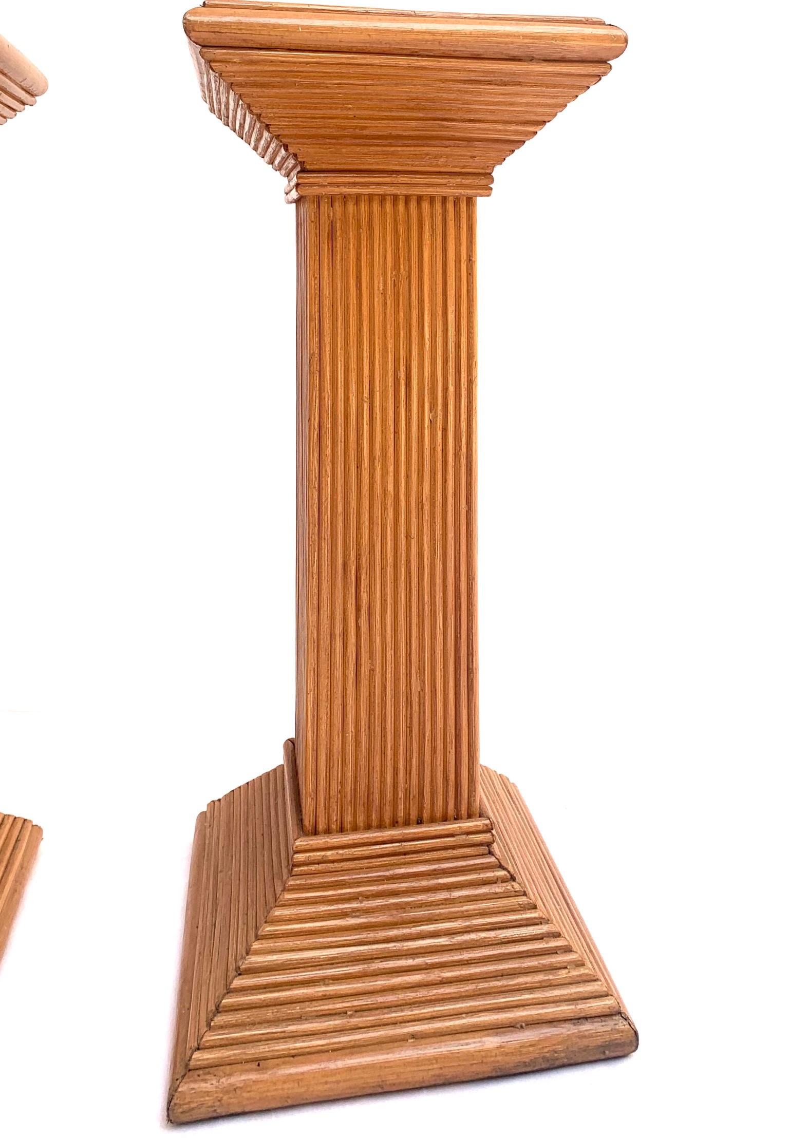 Handcrafted and Stylish Pair of Midcentury Modern Rattan Pedestal ...
