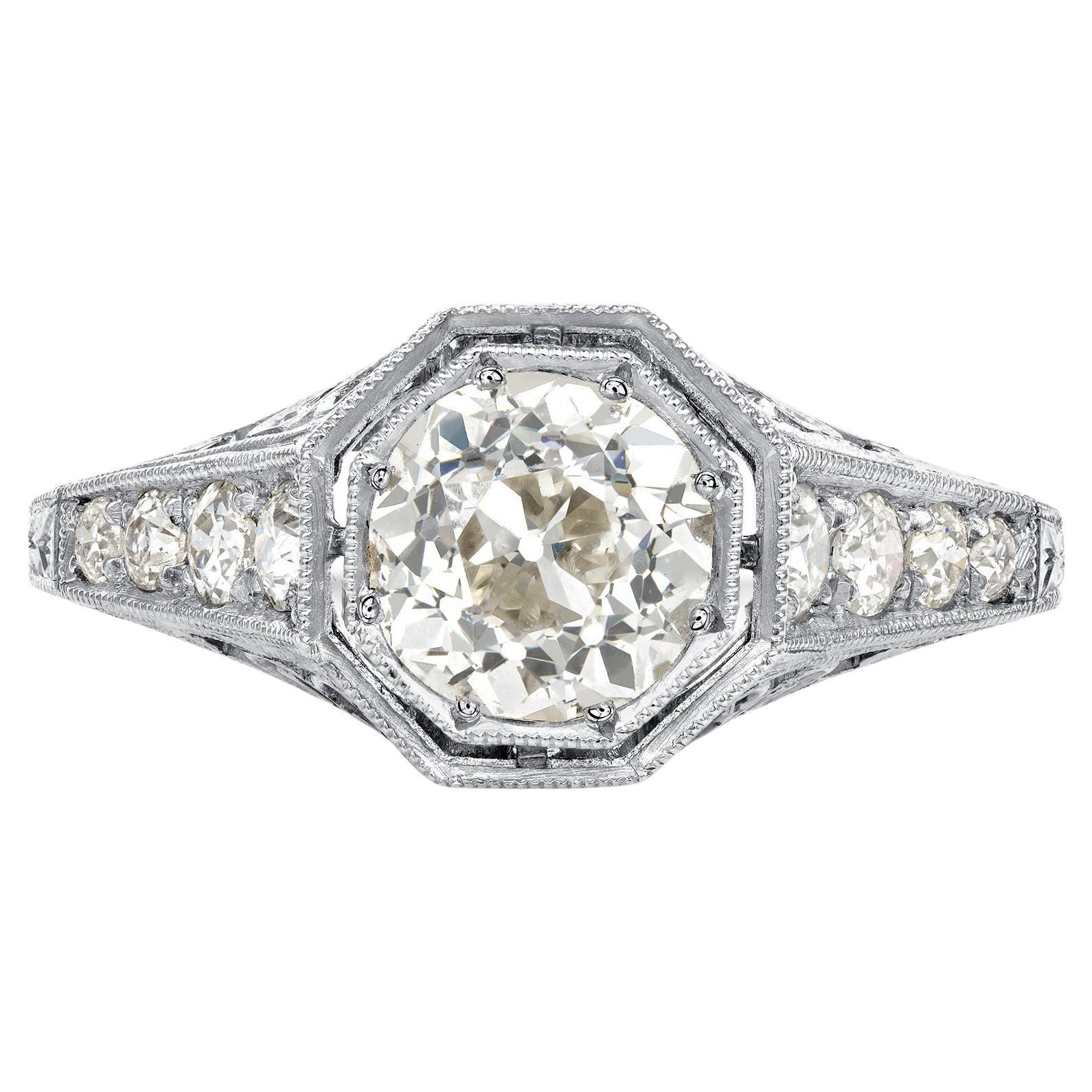 Handcrafted Tiffany Cushion Cut Diamond Ring in Platinum by Single ...