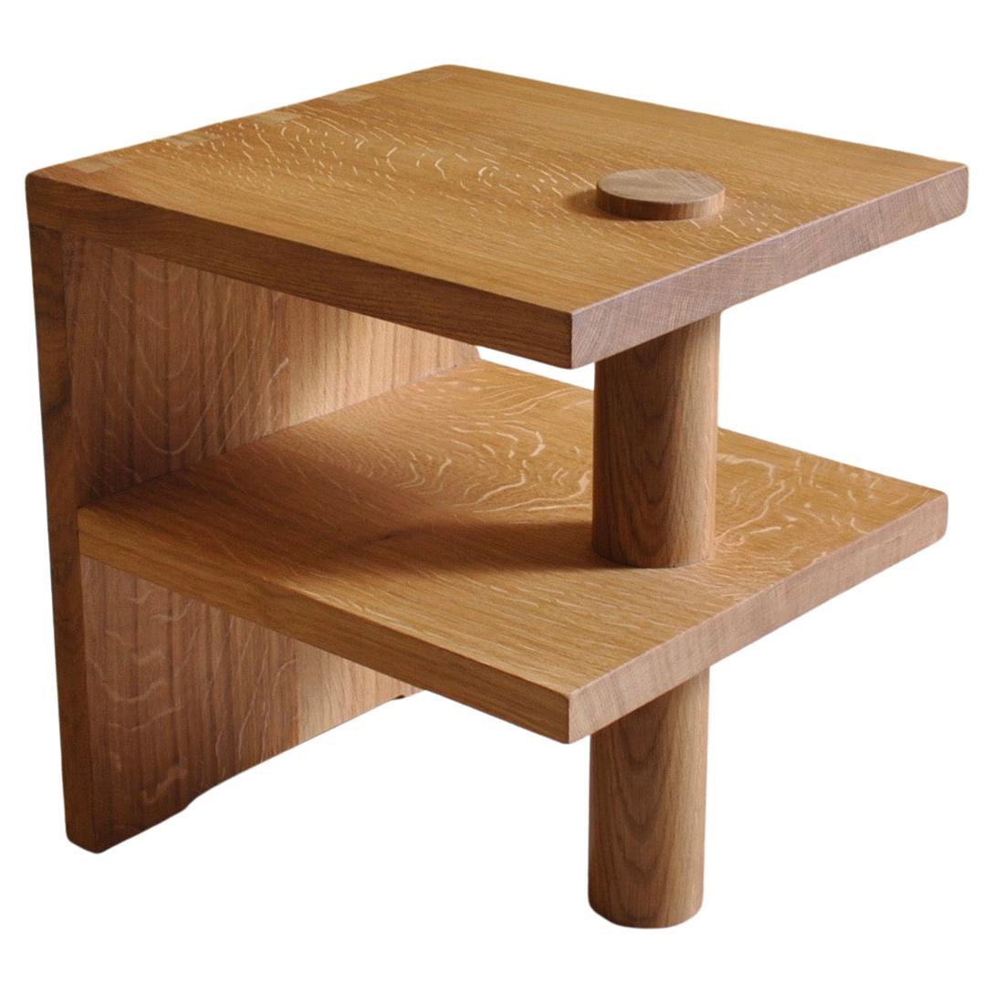 Handcrafted Architectural Oak Nightstand, End Table For Sale at 1stDibs