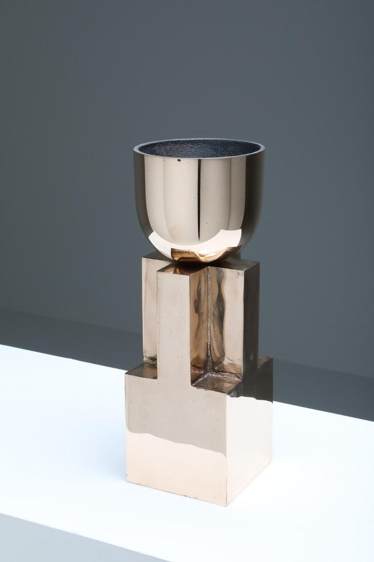 Brutalist Arno Declercq Bronze Goblet Bowl For Sale at 1stDibs