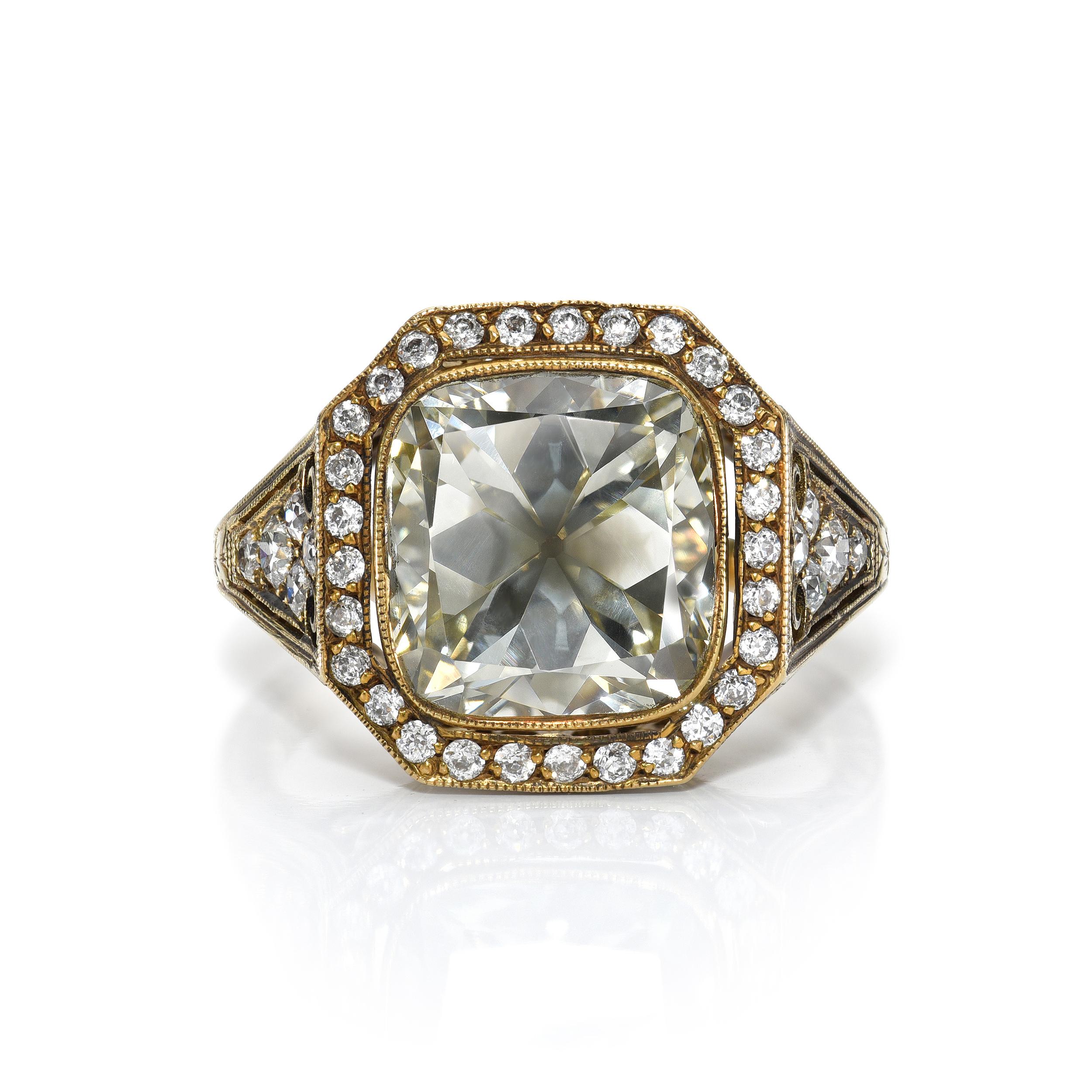 Cushion Cut Diamond Engagement Ring at 1stDibs