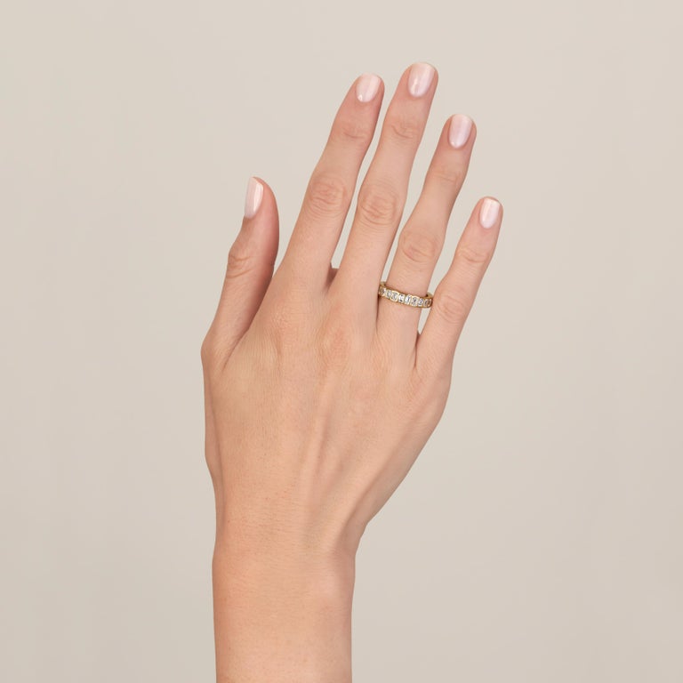 Customizable Handcrafted Athena Emerald Cut Diamond Eternity Band by Single Stone For Sale at ...