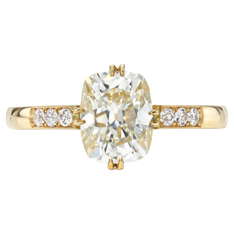 Handcrafted Bauer Cushion Cut Diamond Ring by Single Stone For Sale at ...