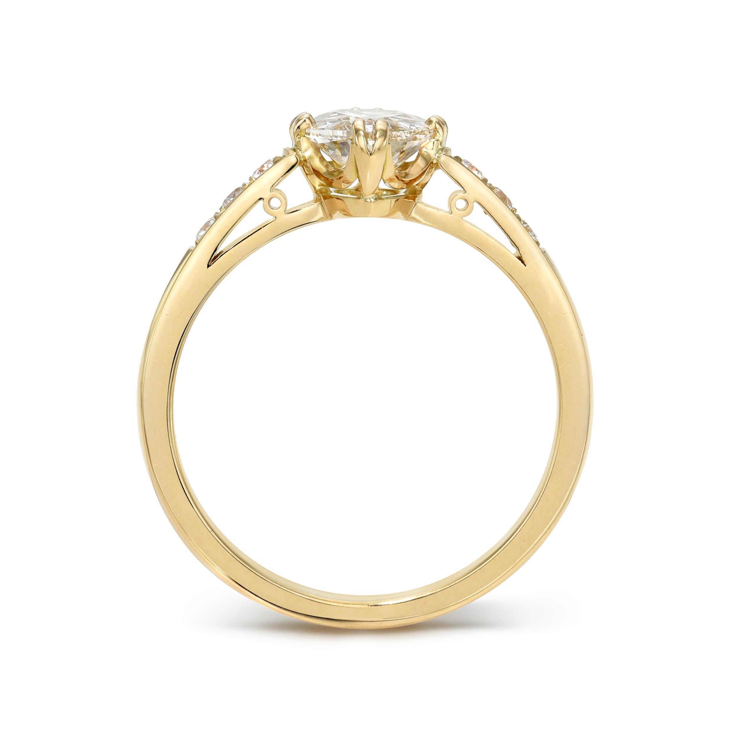 Handcrafted Bauer Pear Shaped Diamond Ring by Single Stone For Sale at ...