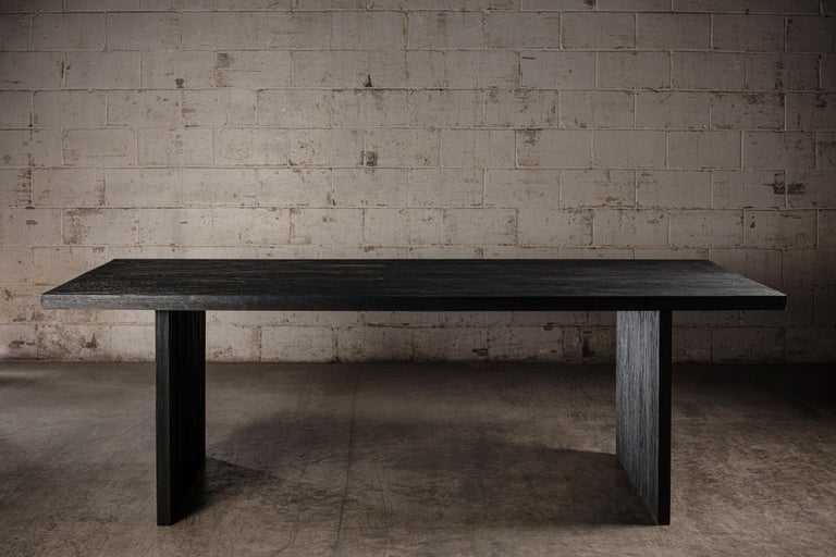 1957 Handcrafted Black Oak Rectangular Dining Table For Sale at 1stDibs ...