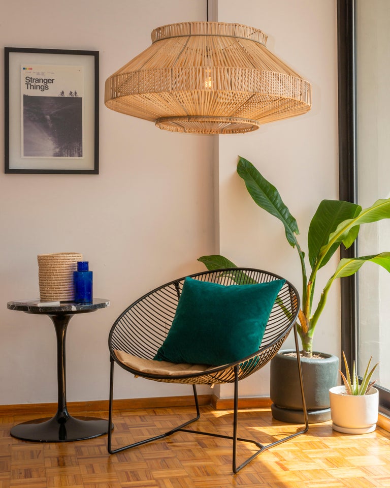 Handcrafted Black Outdoor Cali Wire Lounge Chair, Powder-Coated Steel ...